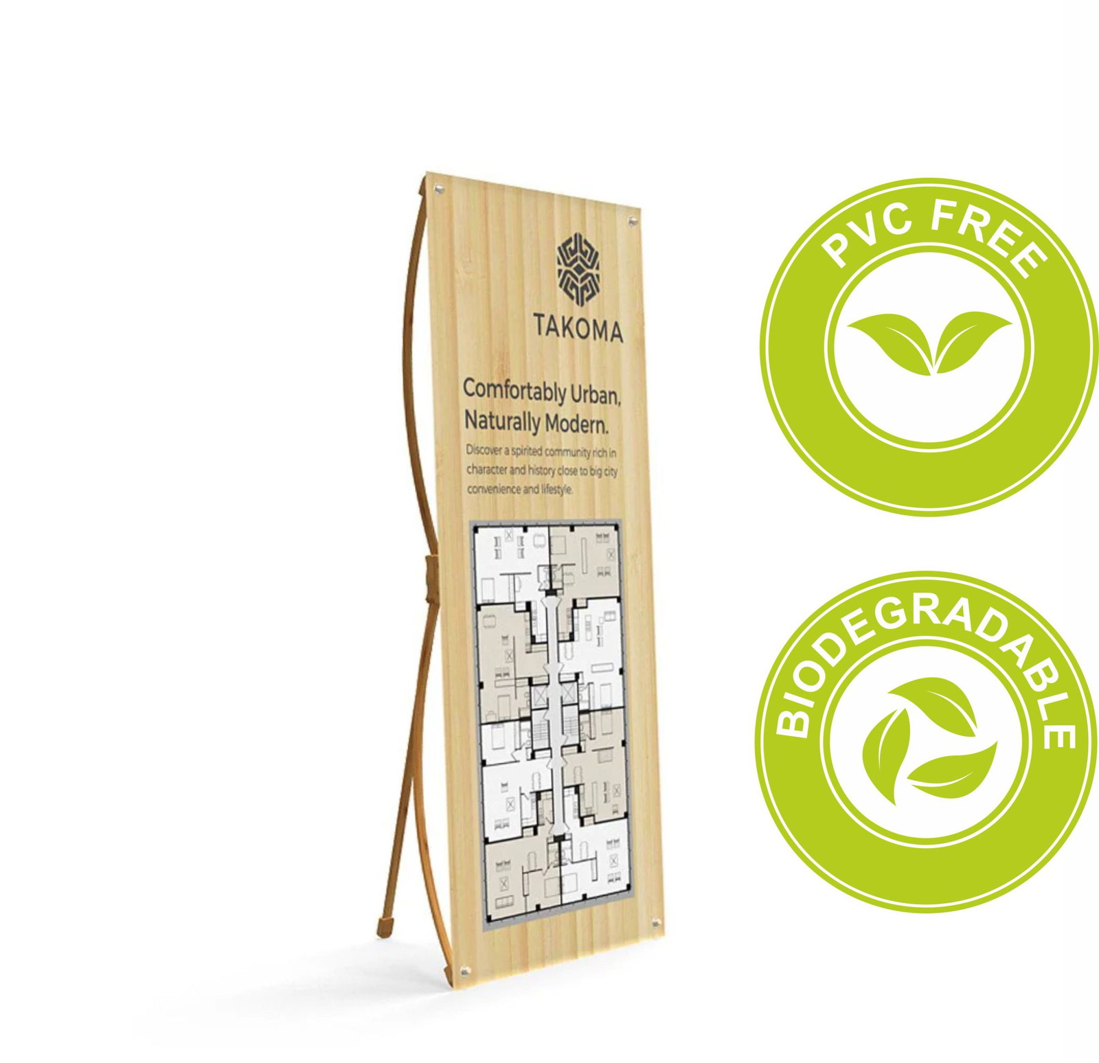 Biodegradable And Pvc Free Bamboo Banner Eco Friendly Displays
